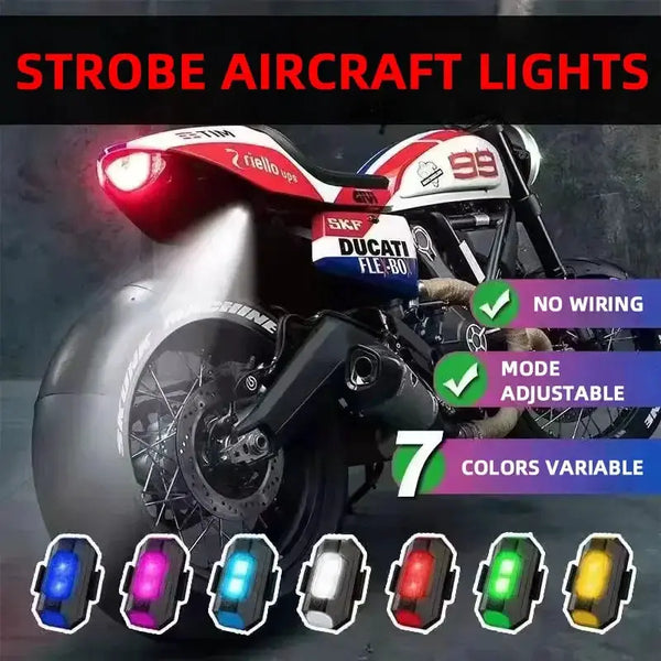Universal LED Motorcycle Warning Lights 7 Colors Mini USB Drone Strobe ...